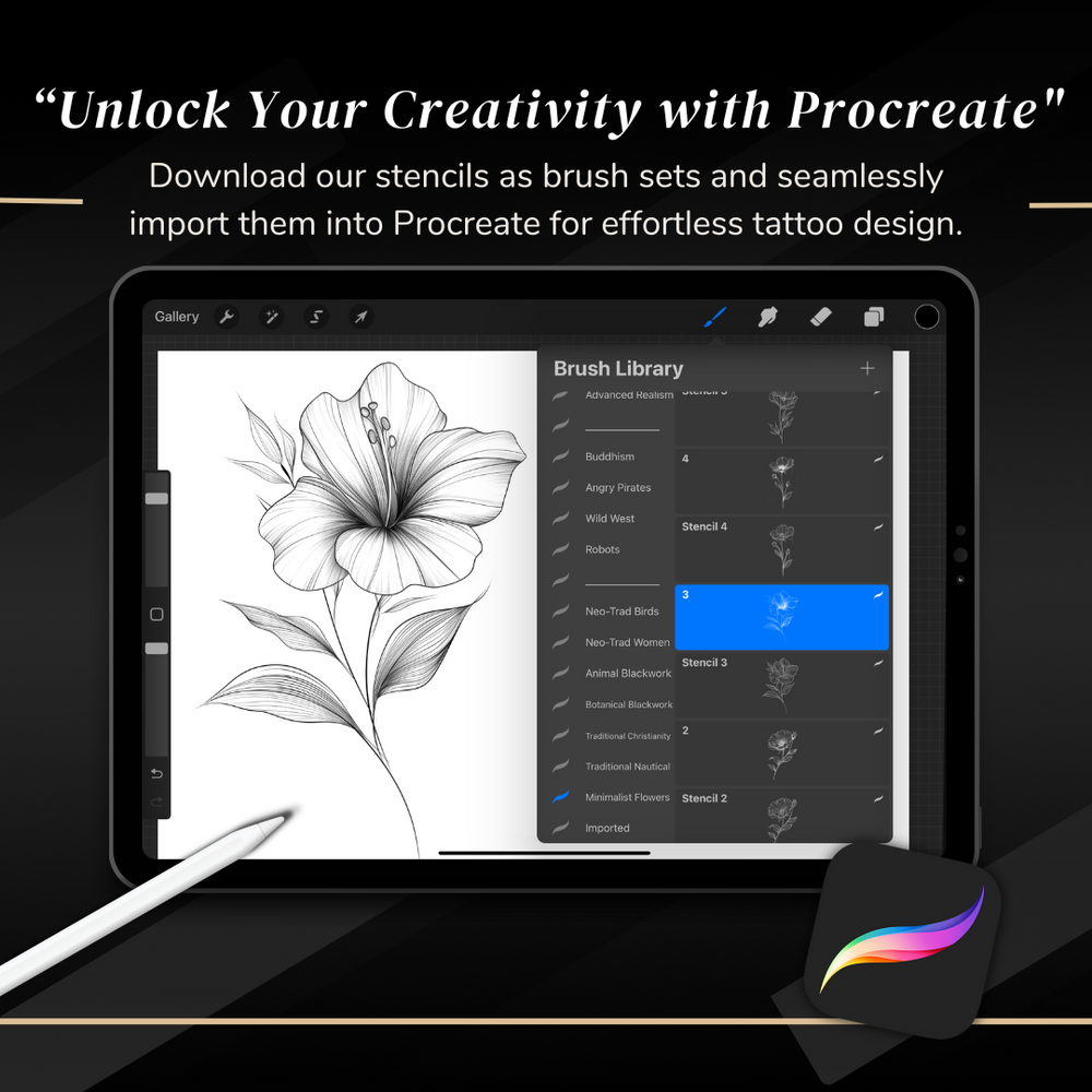 Minimalistic Flowers | 30 Stencils & Reference Designs